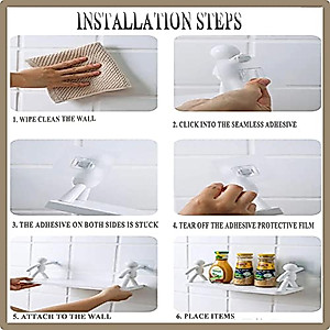 Limen The Kitchen Toilet Receive Shelf, 2022 Upgrade Rustic Bathroom Floating Shelves, Premium Cartoon Punching-Free Wall Mounted Shelf Bathroom Kitchen Racks and Shelves for Storage (White, 4Pcs)