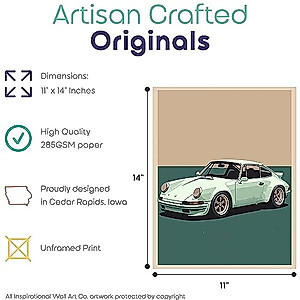 Inspirational Wall Art Co. - White | Porsche Car Poster - Car Posters for Boys Room - Car Wall Decor - Car Room Decor - Car Posters for Men | 11x14 Inches Unframed