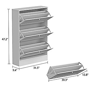DiDuGo Shoe Storage Cabinet with 3 Compartments, Wood Entryway Shoe Storage Cabinet, for Hallway Entryway (31.5”W x 9.4”D x 47.2”H)…