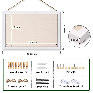 Emfogo Cork Board Wooden Frame Bulletin Board 16"x11" Cork Boards for Walls Office Decor for Girls Room, Office, Bedroom, Kids Room, Classroom