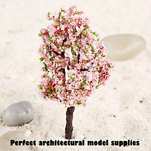 Yetaha 10PCS Pink Flower Model Tree Railway Train Diorama Garden Scenery Layout Architecture Trees for DIY Landscape, 11CM/4.33"