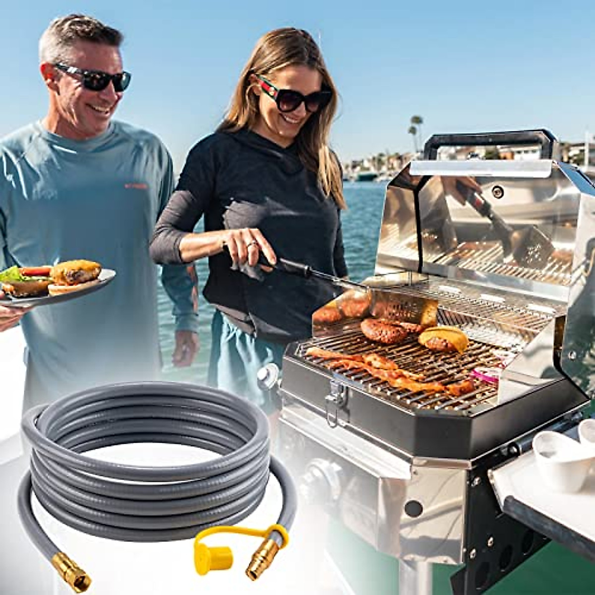 LGQIEM 15FT Natural Gas Hose - Natural Gas Hose Conversion Kit 3/8"-18NPT quick Disconnect Extra 3/8" Female Flare Easy to Connect Suitable for Gas Grills, Fire Pit, Portable Generator, Patio Heater