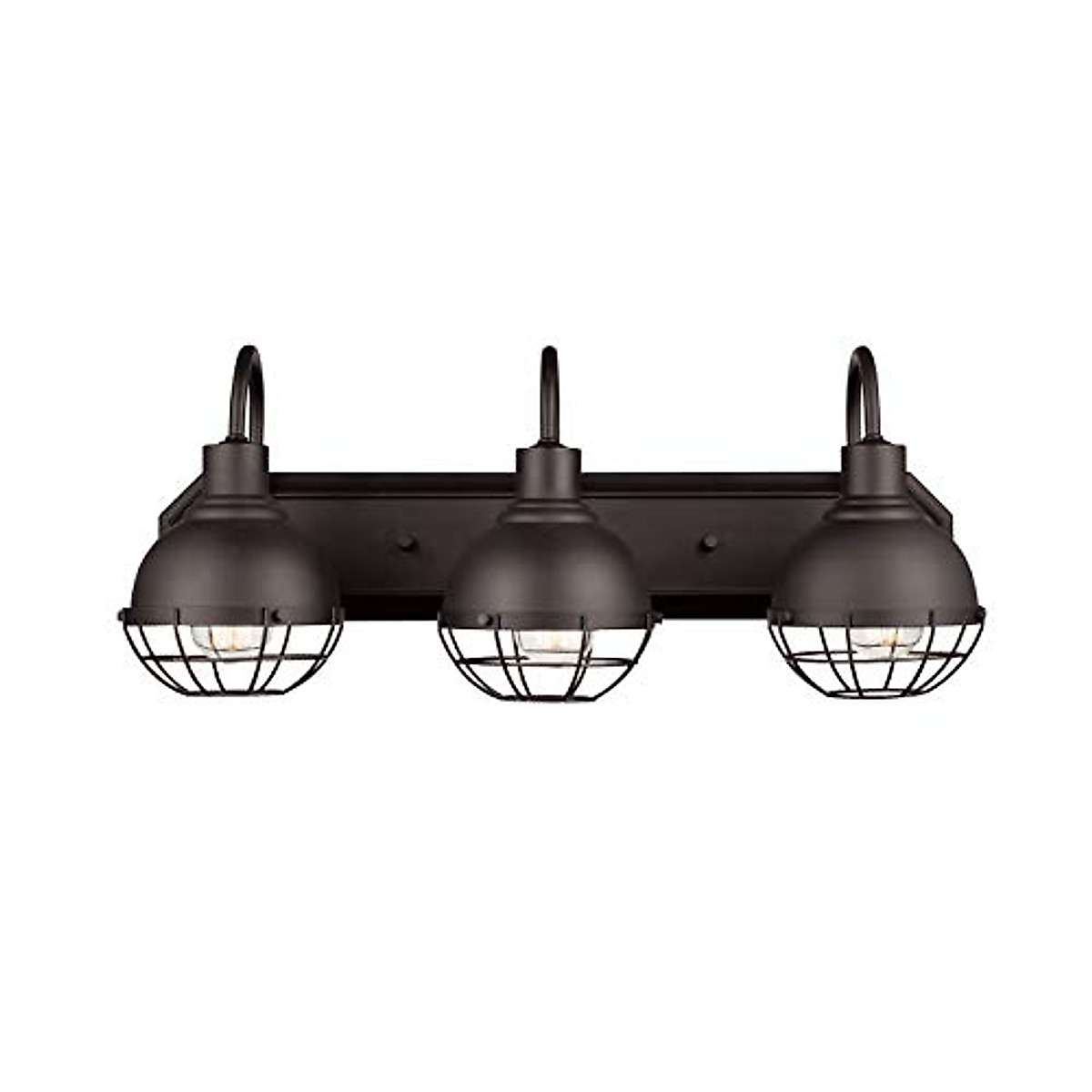 Globe Electric 51620 Eli 3-Light Caged Vanity Light, Dark Bronze, Bulbs Included, 220 Lumen