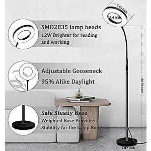 KS KINGSTAR Sofa Standing lamp Floor lamp Side Reading Lamps 3-Color Tall Standing Pole Light with Remote for Live Stream Learning and Reading Living Room,Bed Room,Home Office