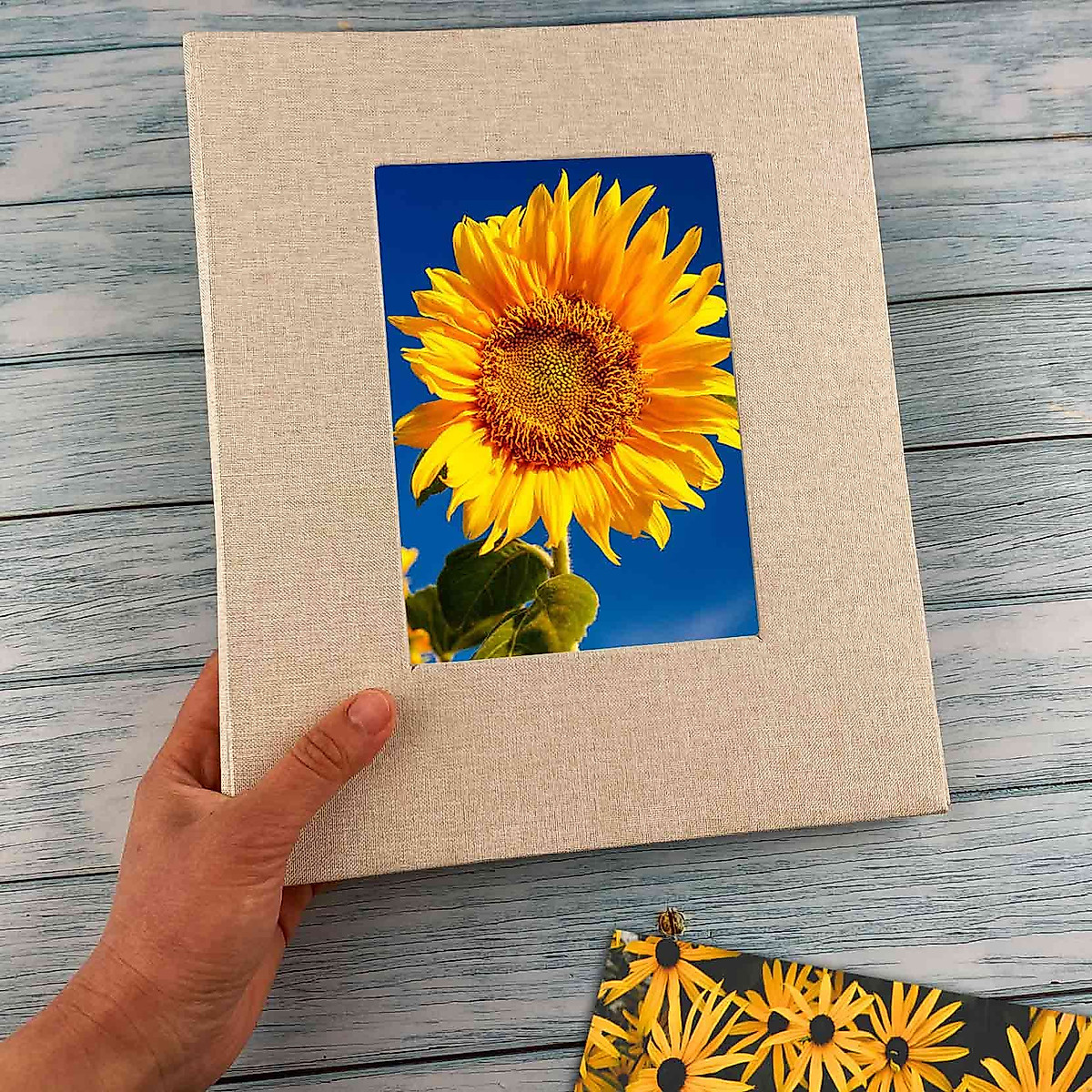 GPIRAL 8x10 Blue Linen Photo Album with 64 Photos, Acid-Free and PVC-Free