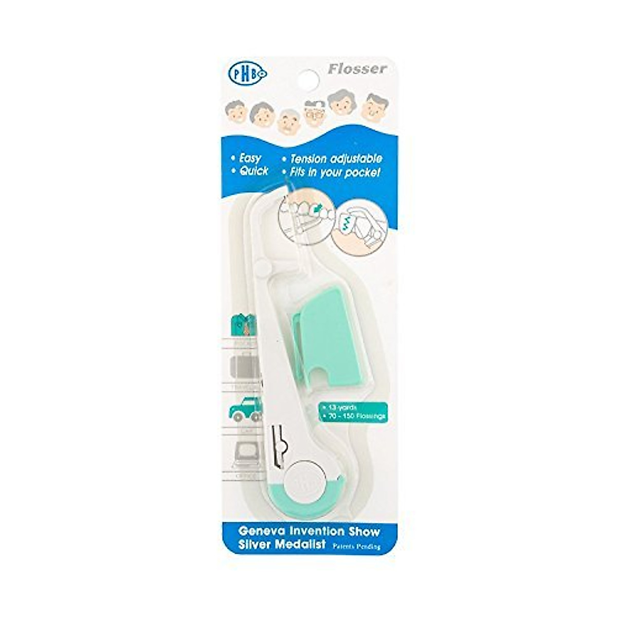 Tension Adjustable and Reusable Pocket Flosser (5 Pack)