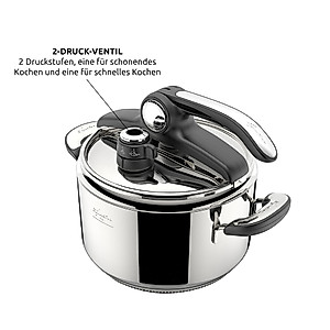 Lagostina Novia Vitamin Lagoeasy'UP Pressure Cooker 9 L Stainless Steel 18/10 Ø 24 cm, Induction and Gas Pot, Lid with Easy Opening, Including Basket, Ecodose and Recipe Book