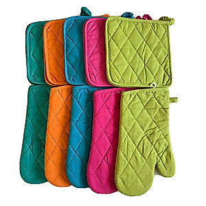 Best Housewarming Gift Ever,Bulk Oven Mitts & Pot Holder for Cooking and Baking 100% Cotton Pot Holder and Oven Mitts - 15 pcs