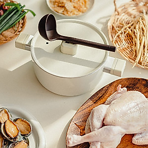 Dr.HOWS Lumi Ceramic Nonstick Pot with Lid 8 inch - Large Pot for Cooking with Rubber-Coated Handles, PFOA-Free - For Induction, Ceramic, Electric, Halogen and Gas Cooktops