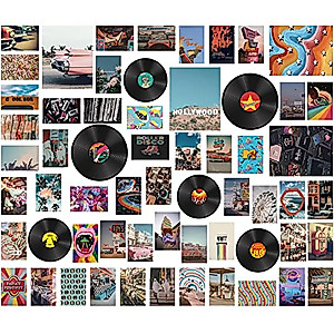 60 PCS Aesthetic Room Decor Retro Wall Collage Kit Retro Aesthetic Records Picture Wall Decor for Wall Dorm Collage Bedroom 80s 90s Wall Art Decor for Girl Teens Women Vintage Posters Indie Photo
