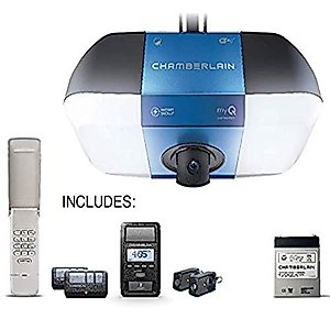 Chamberlain B6765T Smart Garage Door Opener w/Built in HD Camera, Battery Backup & LED Lighting - myQ Smartphone Control - Ultra Quiet, Strong Belt Drive and MAX Lifting Power, Wireless Keypad Inc