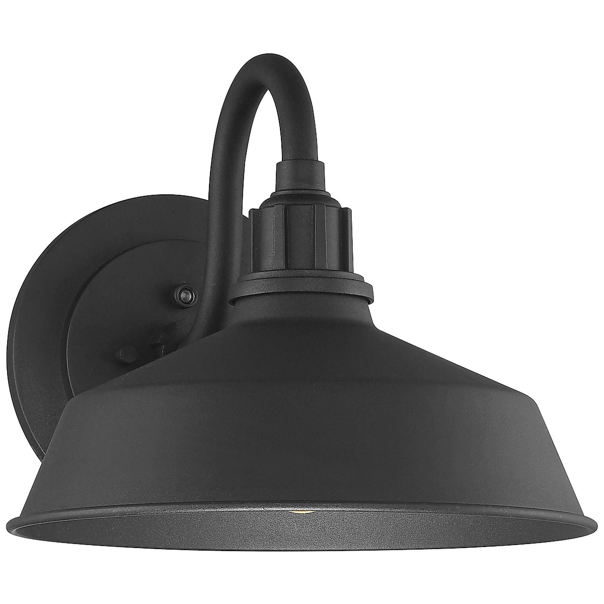 Franklin Iron Works Arnett Rustic Industrial Farmhouse Outdoor Barn Light Fixture Black Dusk to Dawn Gooseneck 10 1/2" for Exterior Deck House Porch Yard Patio Outside Garage Front Door Garden