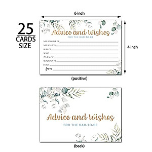 Greenery Advice And Wishes Cards For The Dad-To-Be, Baby Advice Cards For New Dad, Baby Shower Party Game,Decorations Party Supply，25 Cards(bb005-JYK 004)