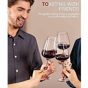 LUNA & MANTHA Wine Glasses Set of 4, 15 oz Hand Blown Crystal Red Wine Glasses, White Modern Wine Glasses with Stem, Ideal Gift for wine Set, Toasting at Weddings or Birthdays