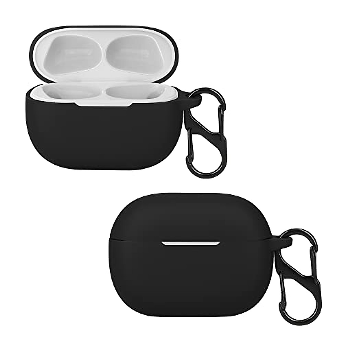 kwmobile Silicone Cover Compatible with Xiaomi Redmi Buds 4 Pro - Case Cover Stick-On Skin with Clip - Black