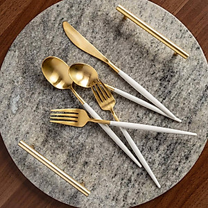 Cambridge 306320Ckg12Ds Mazzy Gold With White-Handle 20-Piece Flatware Set