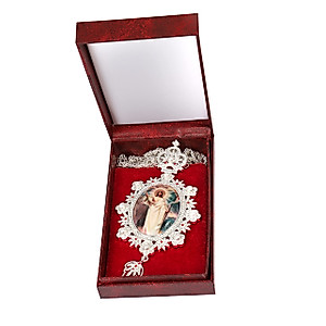 Nazareth Store Resurrection Clergy Pectoral Cross Bishop Relic Pendant Crystallized Rhinestones Christian Church Ornament (Silver)