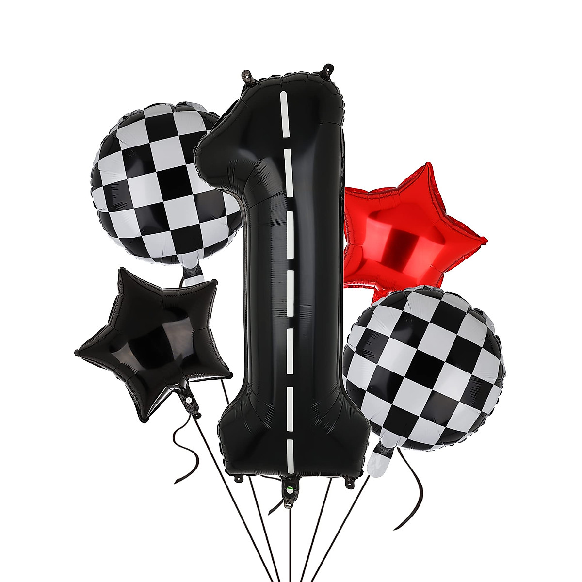 Race Car Birthday Balloons 40 Inch Racetrack Number Balloon 1 Black Baby Shower Boys 1st Birthday Race Car Theme Party Decor Supplies Mylar Balloon 5 Pcs
