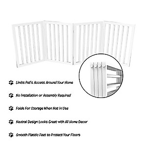 PETMAKER Freestanding Pet Gate - Wooden Folding Fence for Doorways, Halls, Stairs & Home - Step Over Divider - Great for Dogs & Puppies