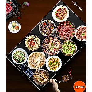 Buffet Warming Tray Hot Plate with Adjustable Temperature Control, Party Chafing Dish, Electric Food Warmer for Kitchen, Dining Room (Black 24x16inch)