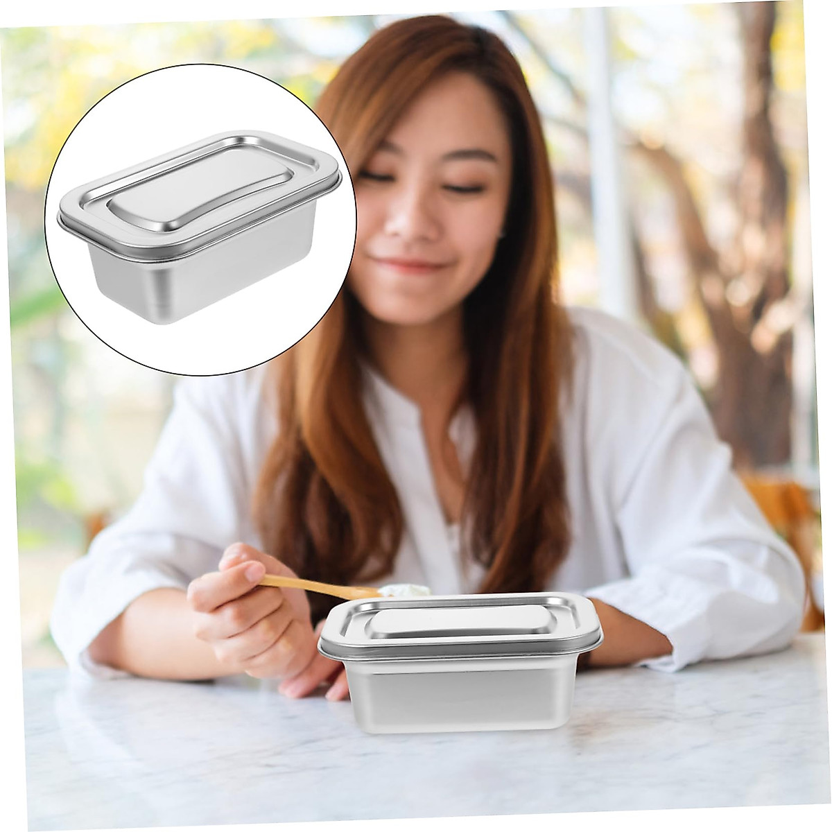 OUNONA 3pcs Ice Cream Box Stainless Steel Refrigerator Round Container with Lid Freezer Container Empty Ice Cream Containers Refrigerator Food Storage Bin Household Storage Box, 17X11X7CM, Silver