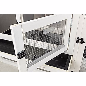 TRIXIE Natura Insulated Rabbit Hutch with Large Run, Hinged Peaked Roof, 2-Story with Ramp, for Rabbits or Guinea Pigs, Gray/White