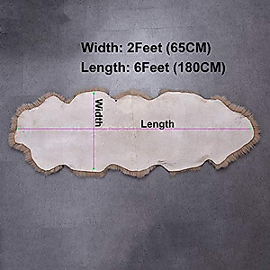 Fluffy Genuine New Zealand Sheepskin Area Rug for Soft Fur Pray Throw Pup Irregular Rug, Chair Sofa Seat Cover, Bedroom, Living Room, Double Pelt (Ivory, 2x6ft)