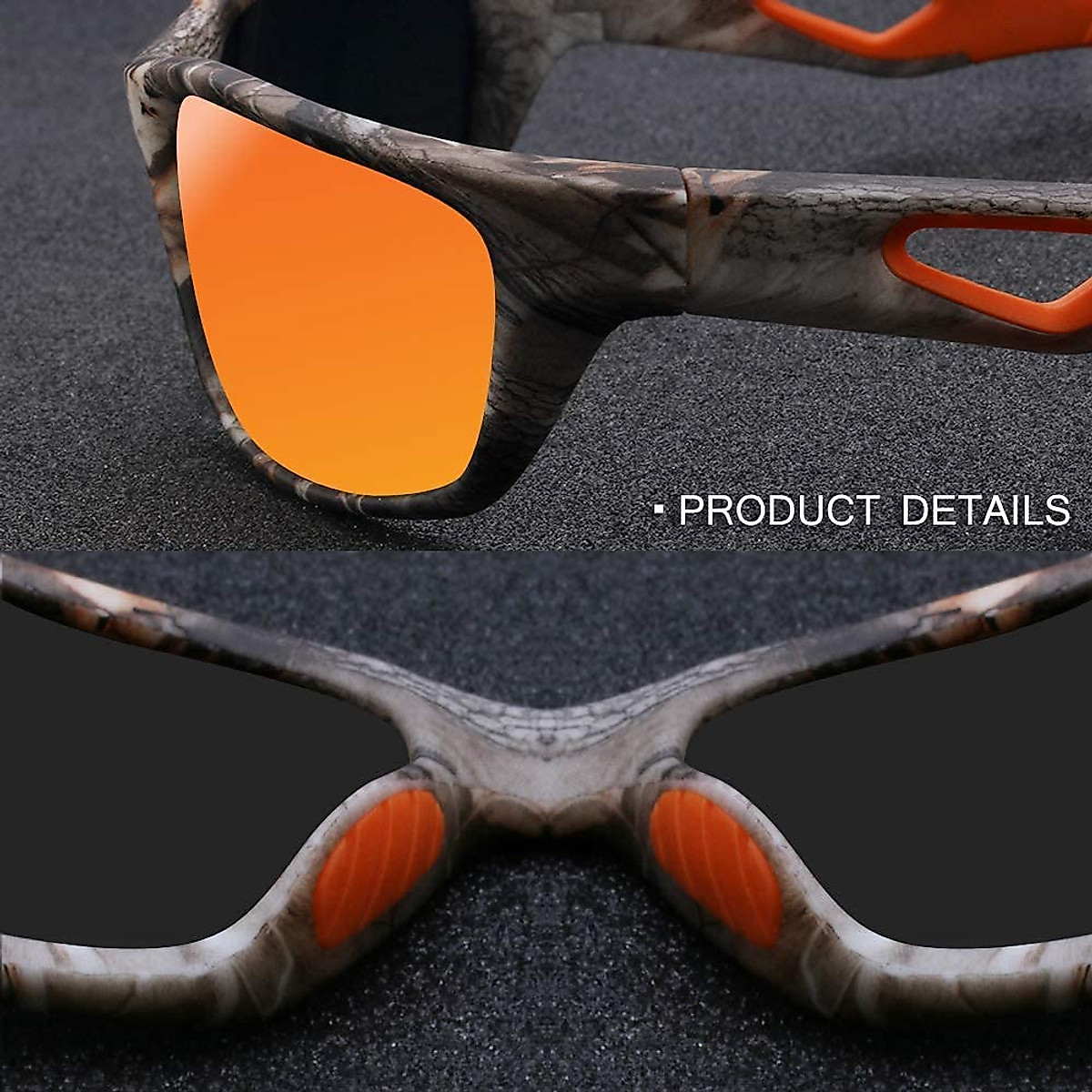 JIANGTUN Camo Polarized Sport Sunglasses UV Protection,Ideal for Driving Fishing Cycling Running, Camo Frame Red Mirror Lens