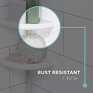 Zenna Home Tension Pole Shower Caddy, 4 Shelves, Adjustable, 60 to 97 Inch, White