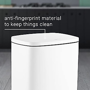 happimess HPM1006C Connor Rectangular Trash Can with Soft-Close Lid and Free Mini Trash Can, Modern Fingerprint Proof for Home, Kitchen, Office, Large:12.98 Gallon Small:1.3 Gallon, White