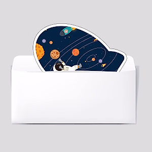 Azbuk Space Party Invitation Cards with Envelopes, 20 Special-shaped Astronaut Rocket Birthday Party Invitation, Kids Party Celebration, Favors, Ideas, and Supplies