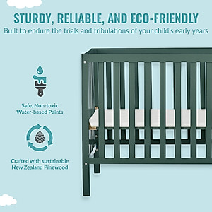 Dream On Me, Edgewood 4-in-1 Convertible Mini Crib, Olive