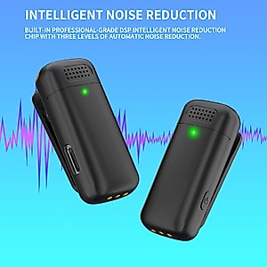 Zooblu Professional Wireless Lavalier Microphone,for iPhone iPad Android with Charging case,for Video Recording,Interview,Automatic Noise Reduction - 2-in-1