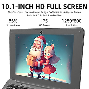 aichiw 10.1" Inch Laptop Mini Notebook, Portable Mini Computer with Intel CPU 4GB RAM 64GB eMMC Storage, Laptop Sleeve, Wireless Mouse, Mini Laptop with Windows 10(White)