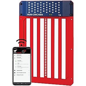 RUN-CHICKEN Automatic Chicken Coop Door Opener with Timer, Programmable Light Sensor, Battery Powered, Delay Options, Aluminum, Model T50, (USA Special)