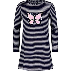 Nautica Girls' Long Sleeve Logo Design Knit T-Shirt Dress, Peacoat Butterfly, 7