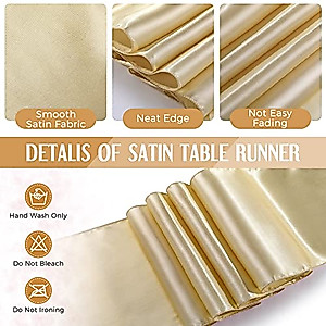 8 Pack Disposable Plastic Tablecloths and Satin Table Runner, 54 x 108 Inch Tablecloth, 12 x 108 Inch Table Runners for Wedding Graduation Birthday Baby Shower New Year Party (Gold)