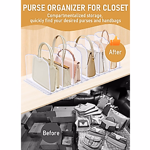Nagobi Purse Storage Organizer for Closet, Adjustable Bag Organizer Closet, Clear Acrylic Handbag Storage Organizer Perfect for House, Bedroom, Office, Cabinets (8 Layer)