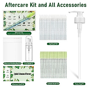 Lash Shampoo Bulk, Eyelash Cleanser for Extensions 1 Gallon / 3.8L - Includes 50 Aftercare Kits, 5 Foam Pump Bottles, Dispenser Pump - Eyelid Foaming Cleanser for Professional Salon and Home Use