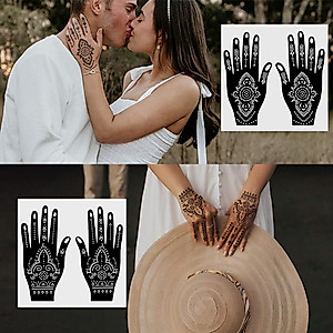 QSTOHENA 14 Sheets Henna Tattoo Stencils Kit for Hand Body Art, Indian Arabian Temporary Tattoo Template Mehndi Stencil Stickers