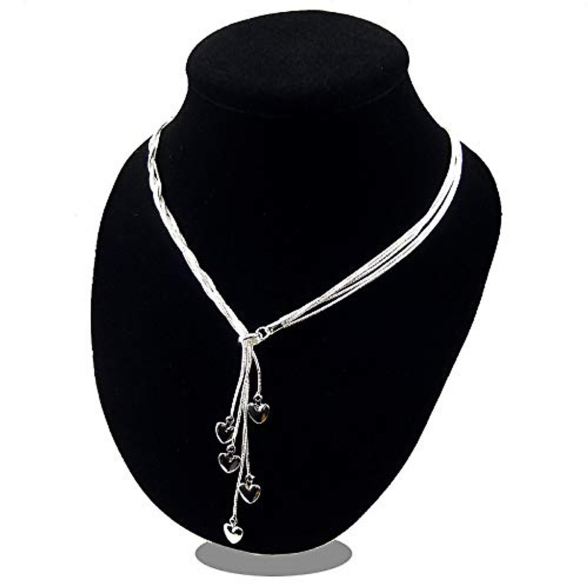 Necklaces for Women, Italian Silver Five-line Chain with Five-Heart Necklace(21.6")