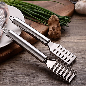 BESTonZON 6pcs Stainless Easily and Scaler Chef Kitchen Brush Easier Peeler Practical Tool Cooking Scales Durable for Scraper Fish Scale Seafood Peeling Sawtooth with Remover Silver Shop