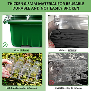 YAUNGEL Seed Starting Trays, 12 Pack 144 Cells Thicken Seed Starter Tray Kit with Humidity Dome/Clear Lids Durable Growing Trays for Greenhouse & Gardens, Green