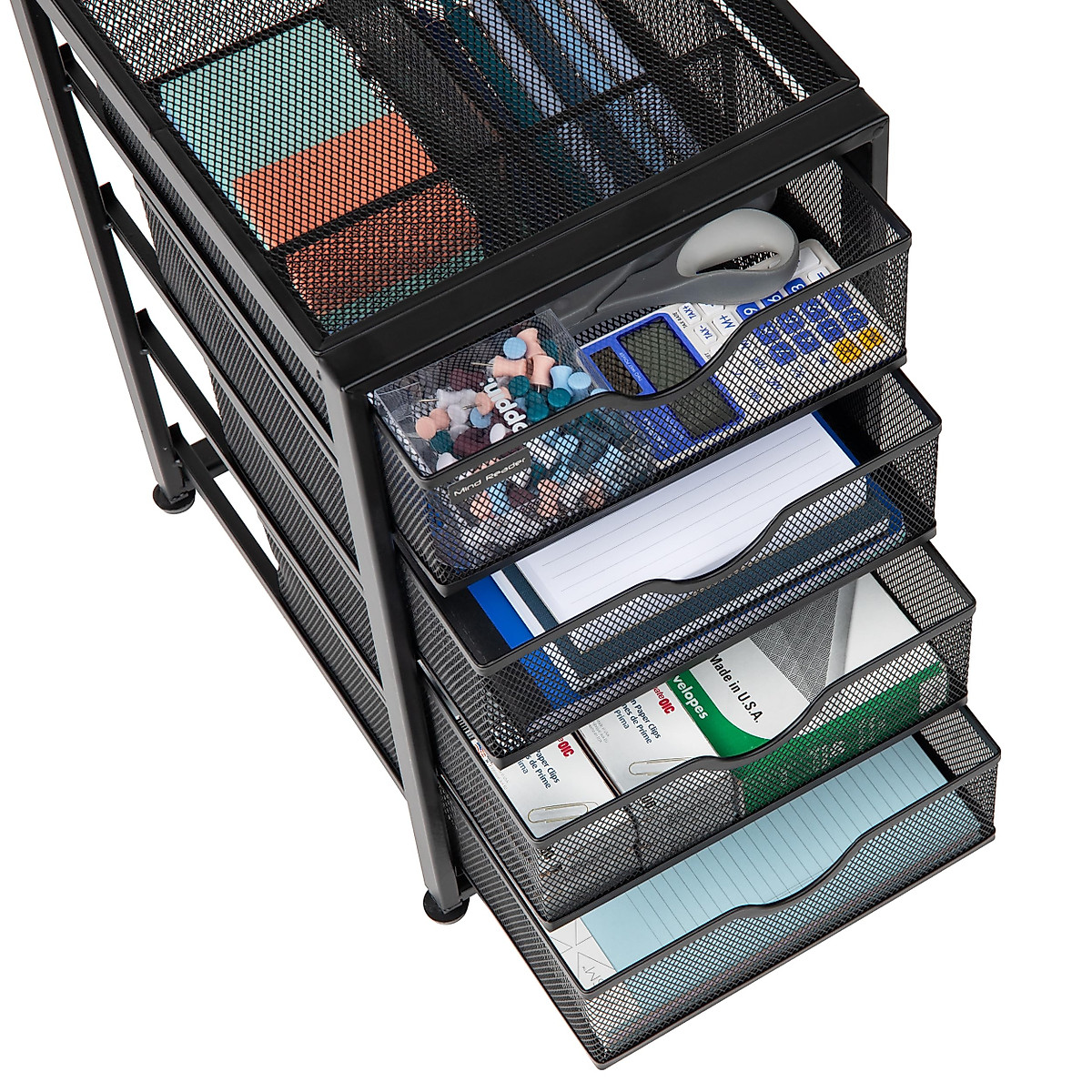 Mind Reader File Storage Drawers, Desktop Organizer, File Storage, Office, Metal Mesh, 10.25"L x 12.375"W x 16"H, Black