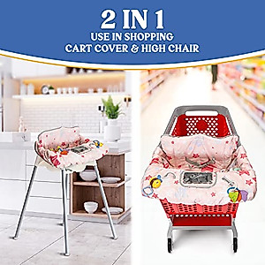 Pillani Shopping Cart Cover for Baby, 2-in-1 High Chair Cover for Restaurant Seat, AntiSlip Babies Shopping Cart Cover, Buggy Cover, Grocery Cart Cover for Baby Girl/Boy- Baby Items Gift, Cart Hammock