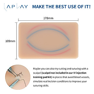 LAPLAY IV Injection Training Pad Model, 4 Veins Imbedded 3 Skin Layers, Reusable and Durable for Doctors, Nurses, Veterinarians Practice ​Injection