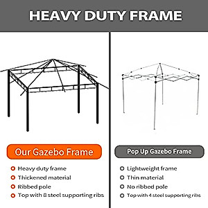 10x13 Gazebo with Mosquito Netting and Sand Bag, Aluminum Pole Outdoor Gazebo with Polyester Top, Fireproof Enclosure & Waterproof Screen Patio Tent, Garden Pavilion for Backyard, Lawn (Cream)