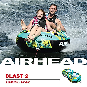 AIRHEAD Blast | 2 Rider Towable Tube for Boating with Dual Tow Points