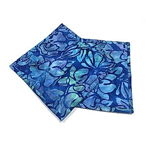 Batik Quilted Fabric Pot Holders with Blue Floral Print