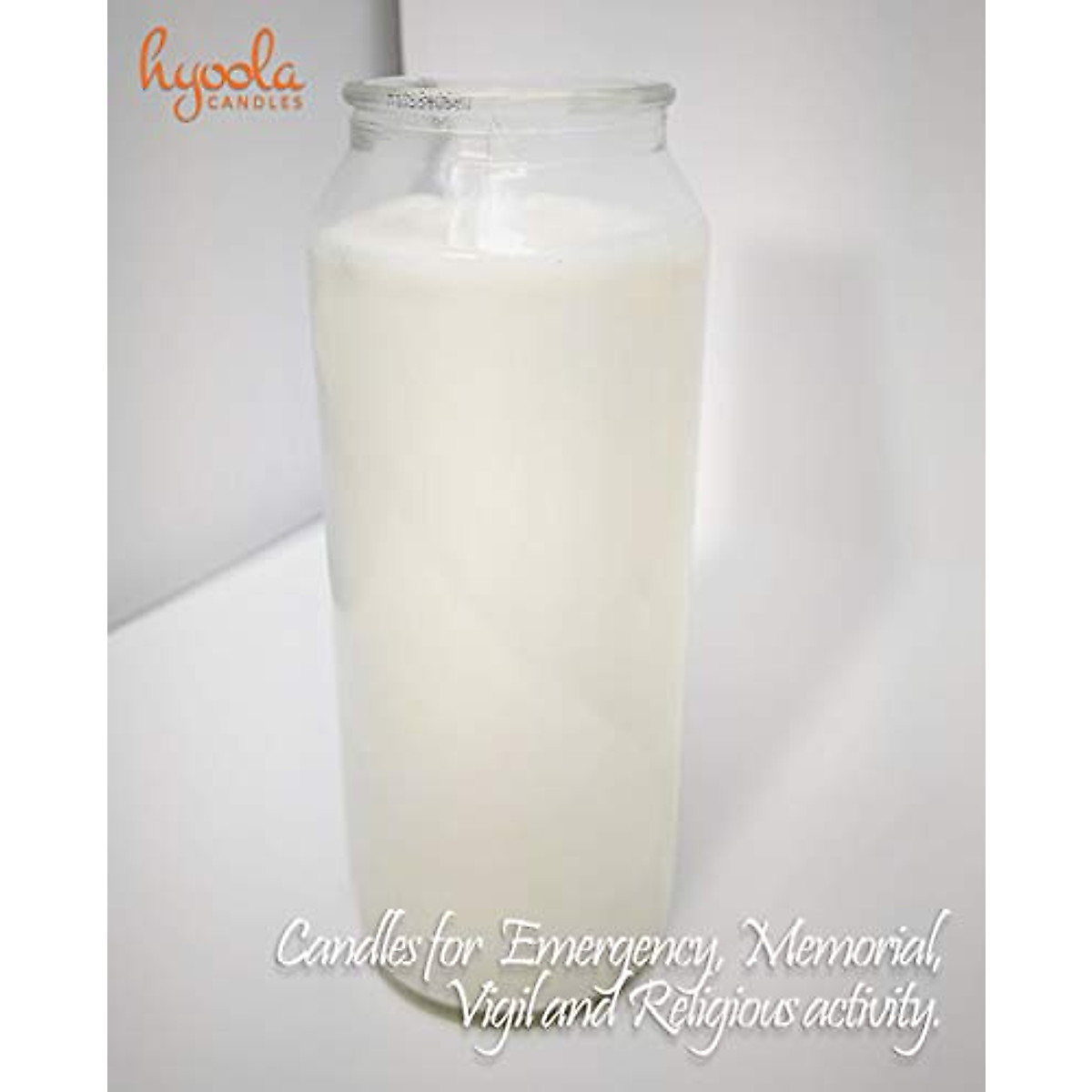 Hyoola 7 Day White Prayer Candle in Glass Jar- 2 Pack - Memory Candle for Religious, Memorial, Vigil and Emergency - 100% Vegetable Oil Wax